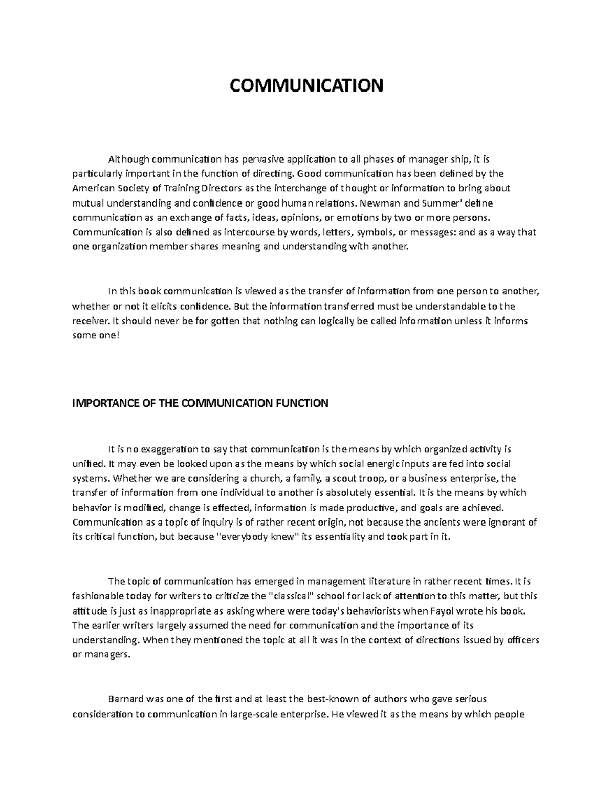 Communication - Good communication has been defined by the American ...
