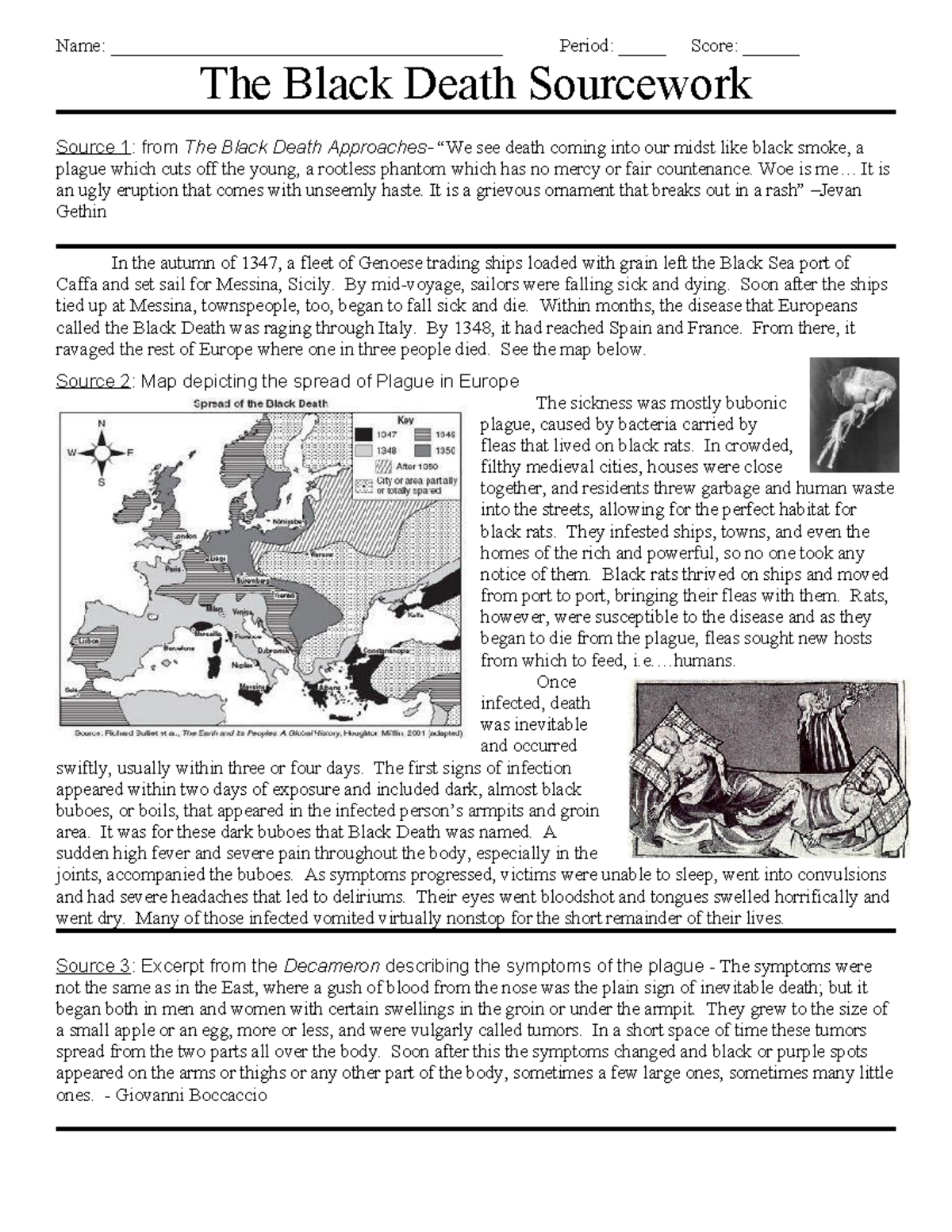Black Death Primary Secondary Source Assignment - Name