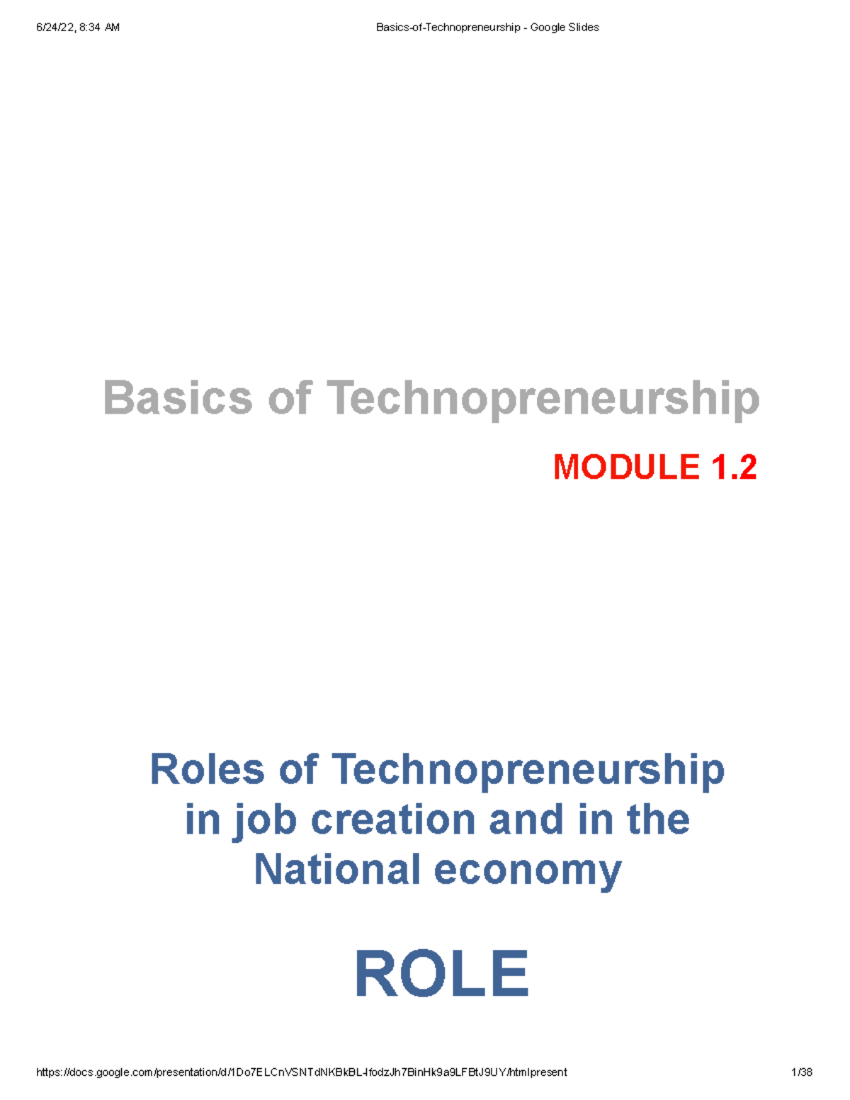 Basics-of-Technopreneurship - Google Slides - MODULE 1. Basics of ...