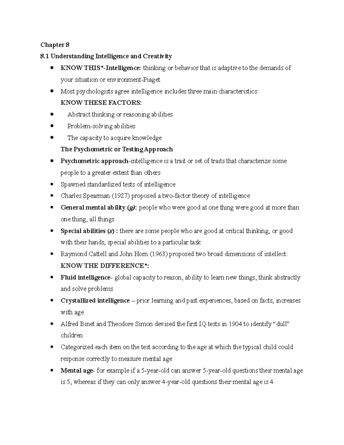 Chapter 8 Intelligence and Creativity - Chapter 8 8 Understanding Intelligence and Creativity ...