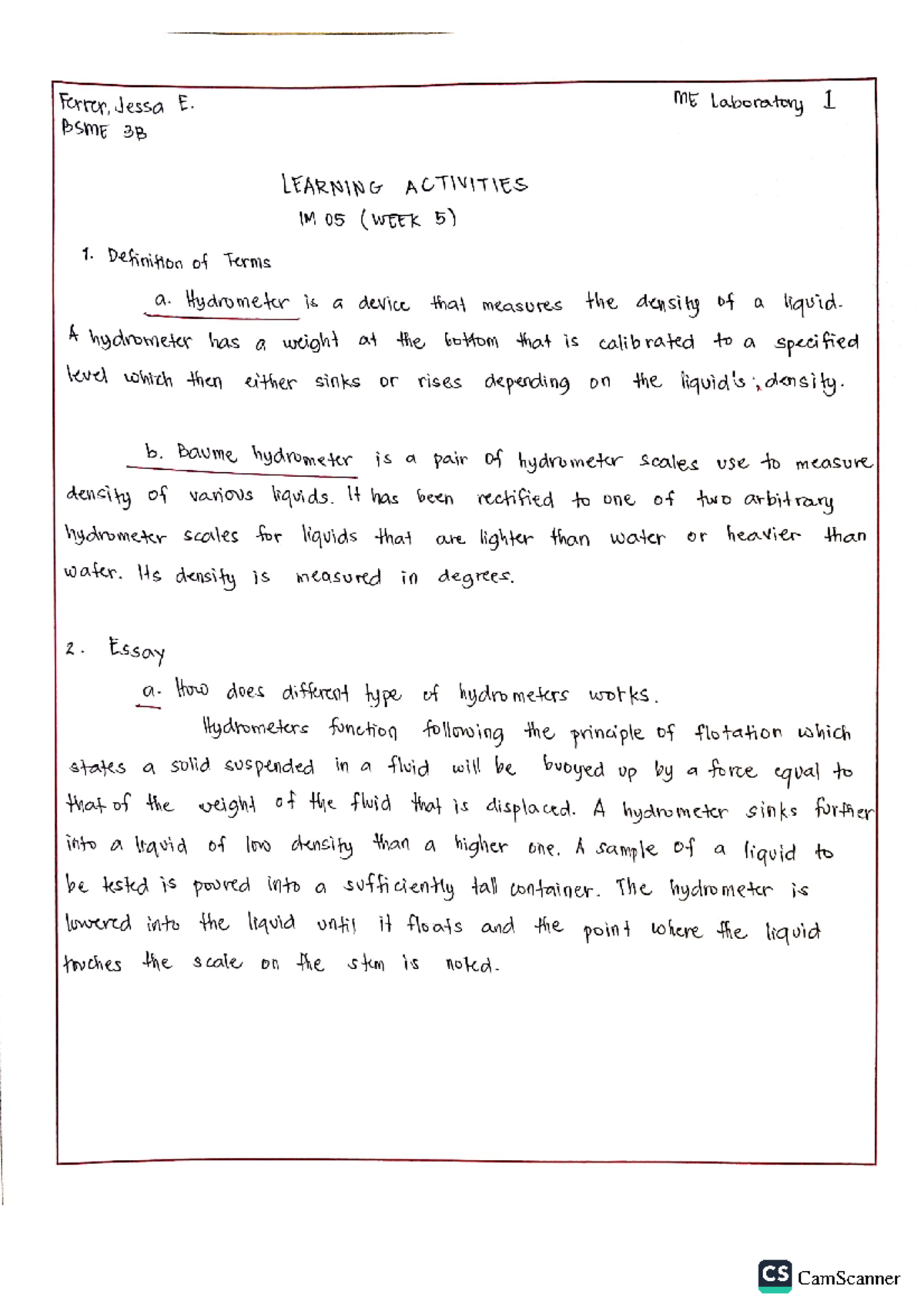 ME Laboratory 1 - Mechanical Engineering - Studocu