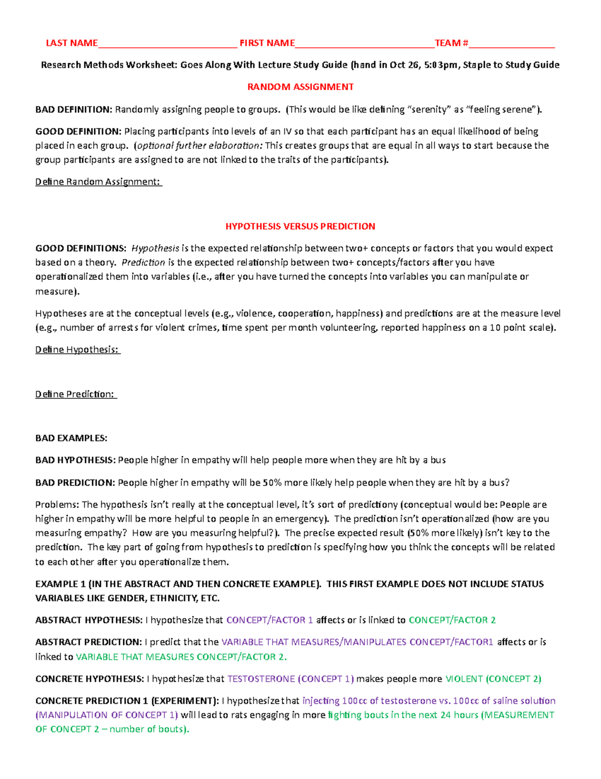 Psych 104 Midterm Exam Lecture Part 1B (Social Methods Worksheet ...