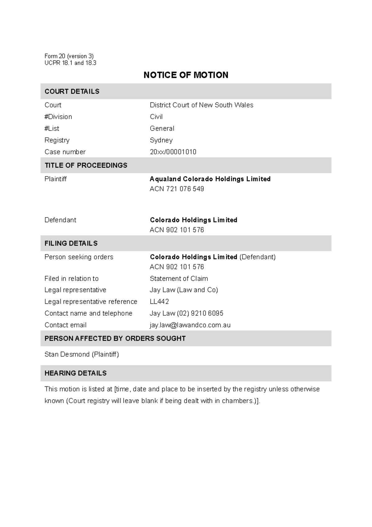 Ucpr form 20 v31 - 2.1 Submissions - Form 20 (version 3) UCPR 18 and 18 ...