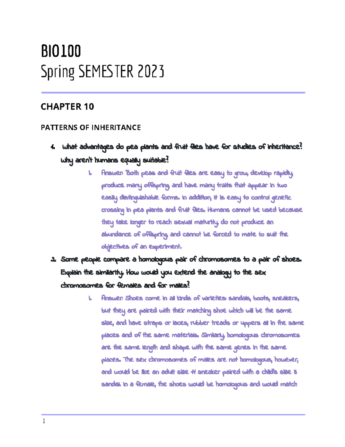 Ch.10 Patterns of Inheritance - BIO Spring SEMTER 2023 CHAPTER 10 PATTERNS OF INHERITANCE 1 ...