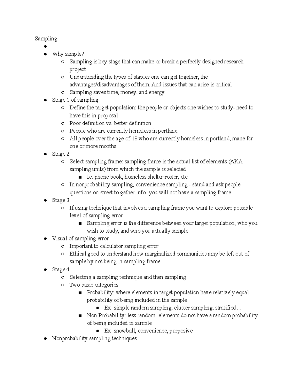 CRM 220-WEEK 8 Notes - sampling - Sampling Why sample? Sampling is key ...