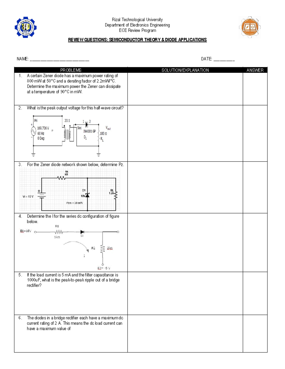 Probset Semicon - Rizal Technological University Department of Electronics Engineering ECE ...