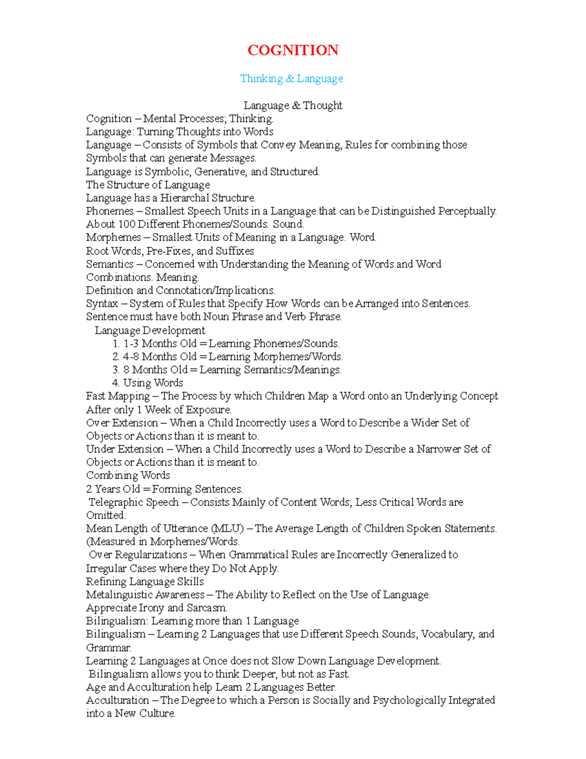 Cognition Thinking and Language - COGNITION Thinking & Language ...