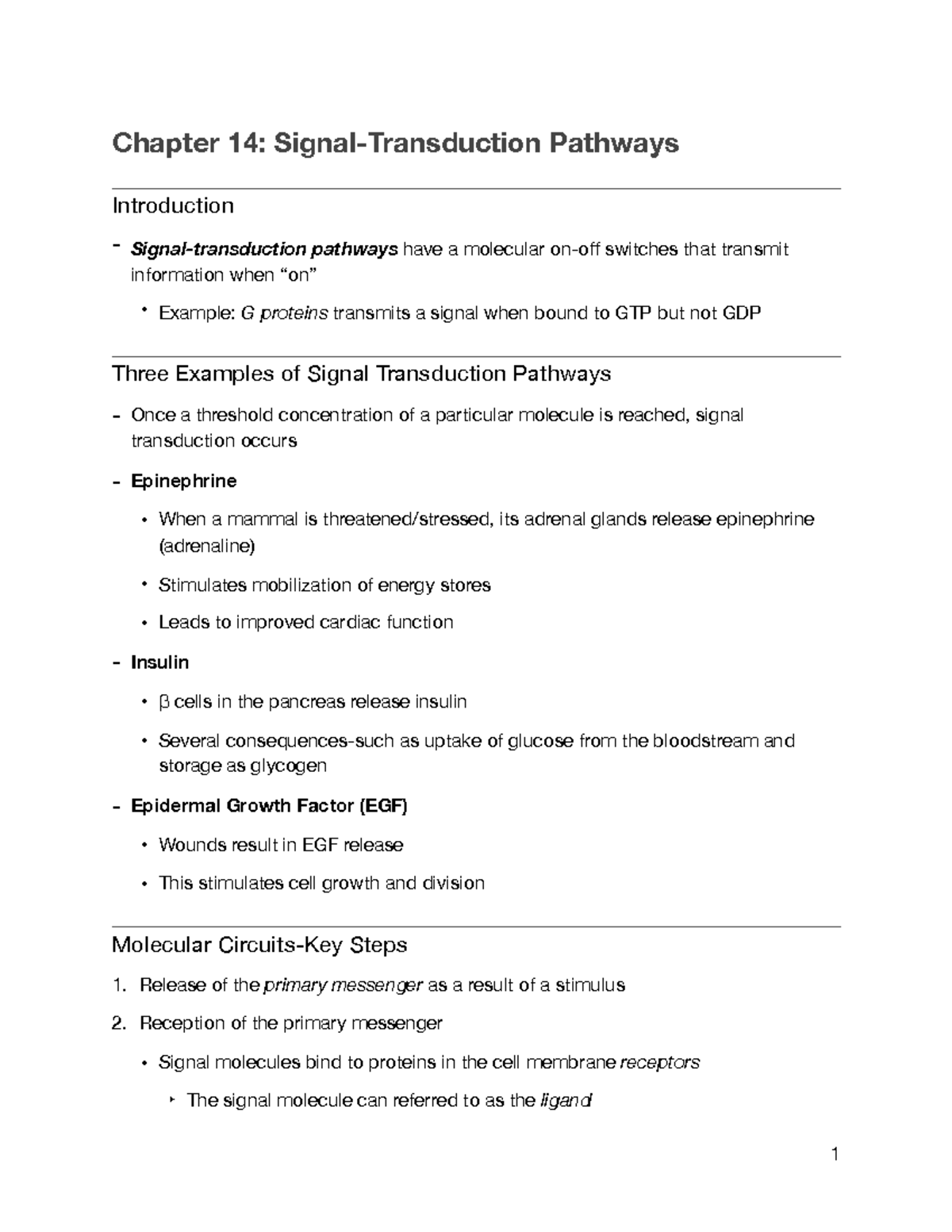 Chapter 14 - Chapter 14: Signal-Transduction Pathways Introduction ...
