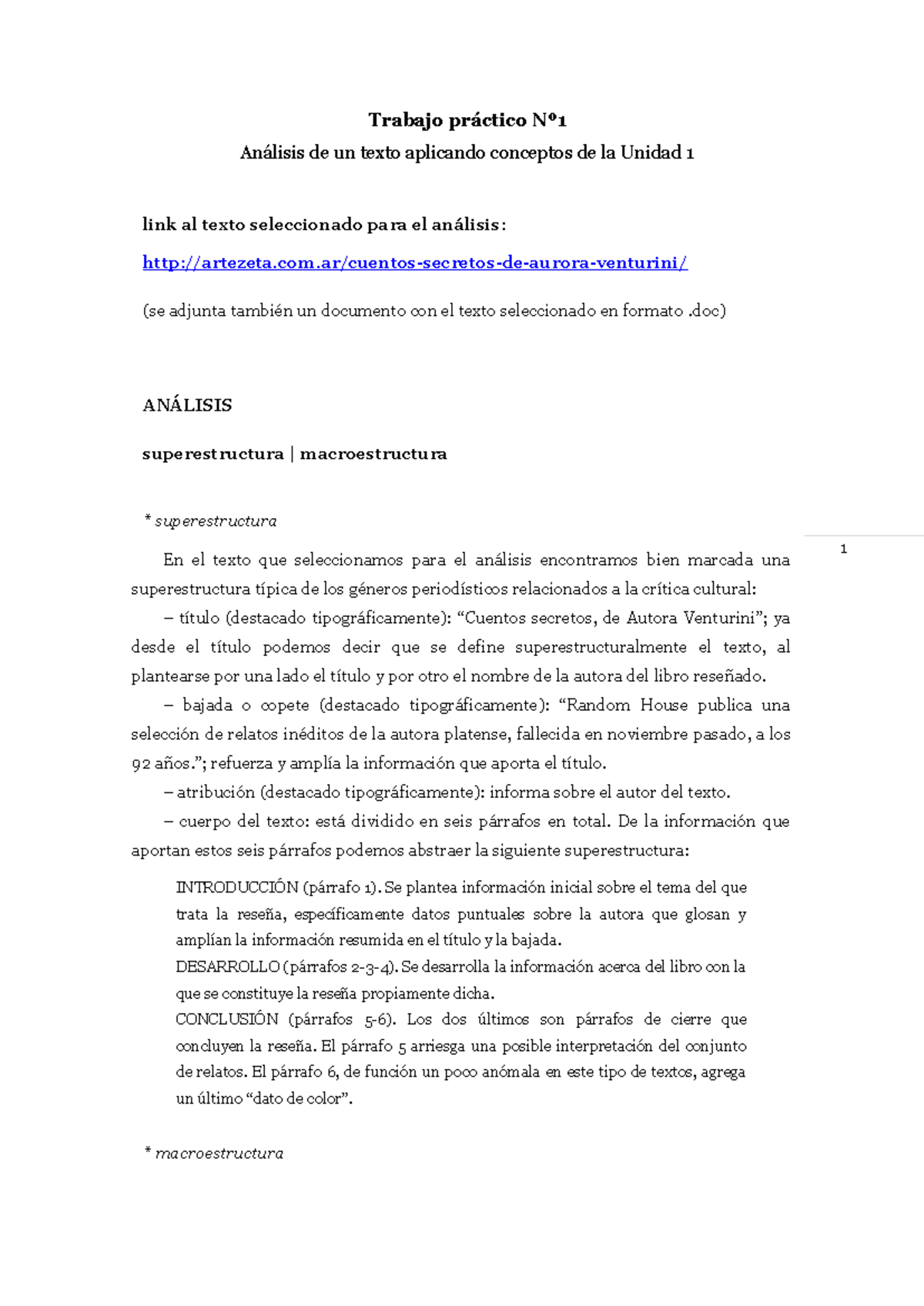 TP1 - analisis textual - En el texto que seleccionamos para el análisis ...