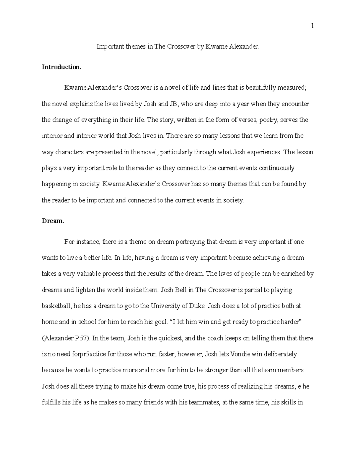 Important themes in The Crossover by Kwame Alexander - Introduction ...