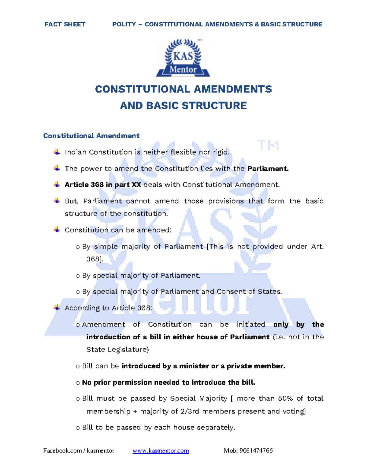 Amendment of Constitution & Basic structure - CONSTITUTIONAL AMENDMENTS ...