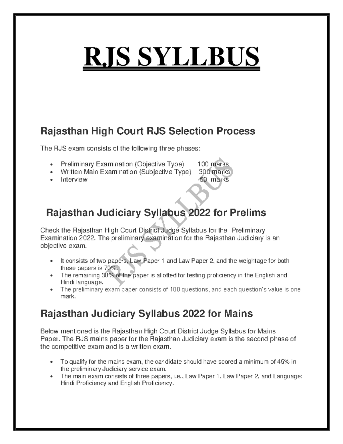 RJS Syllbus - rjas syallbus - RJS SYLLBUS Rajasthan High Court RJS ...