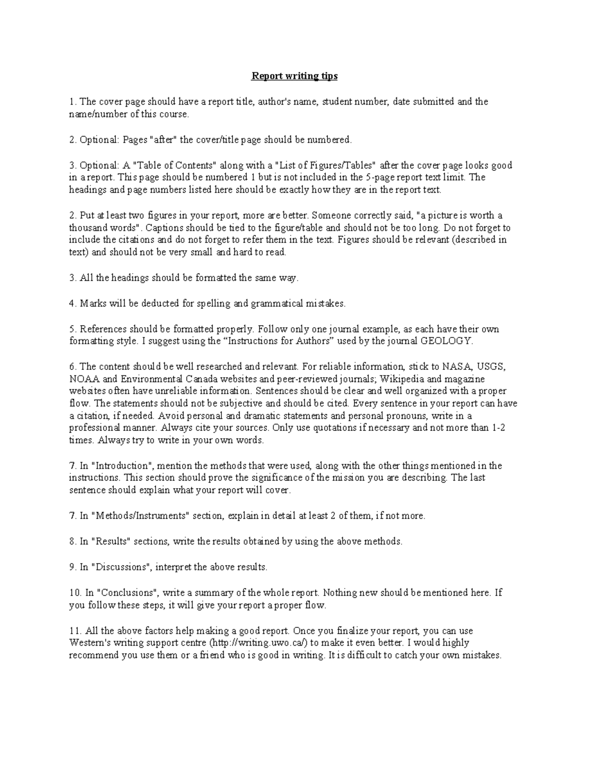 Report writing tips-1 - Report writing tips The cover page should have ...