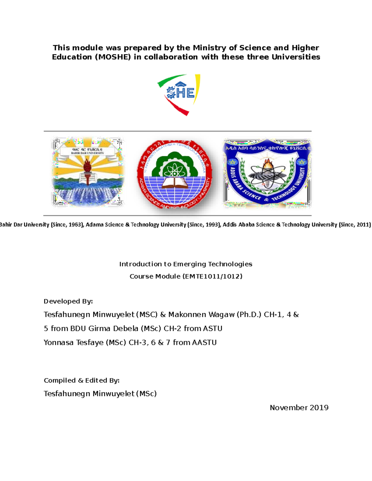 Emerging Technologies module - Dar University (Since, 1963), Adama ...