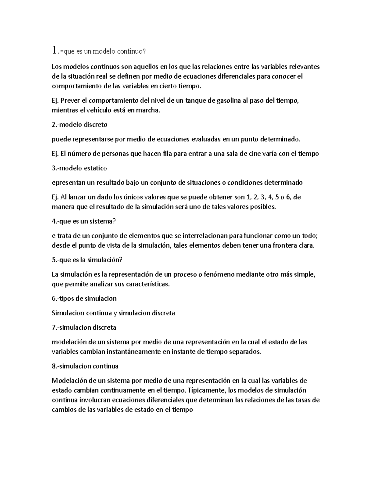 Simulacion - apuntes unidad 1 - 1.-que es un modelo continuo? Los ...
