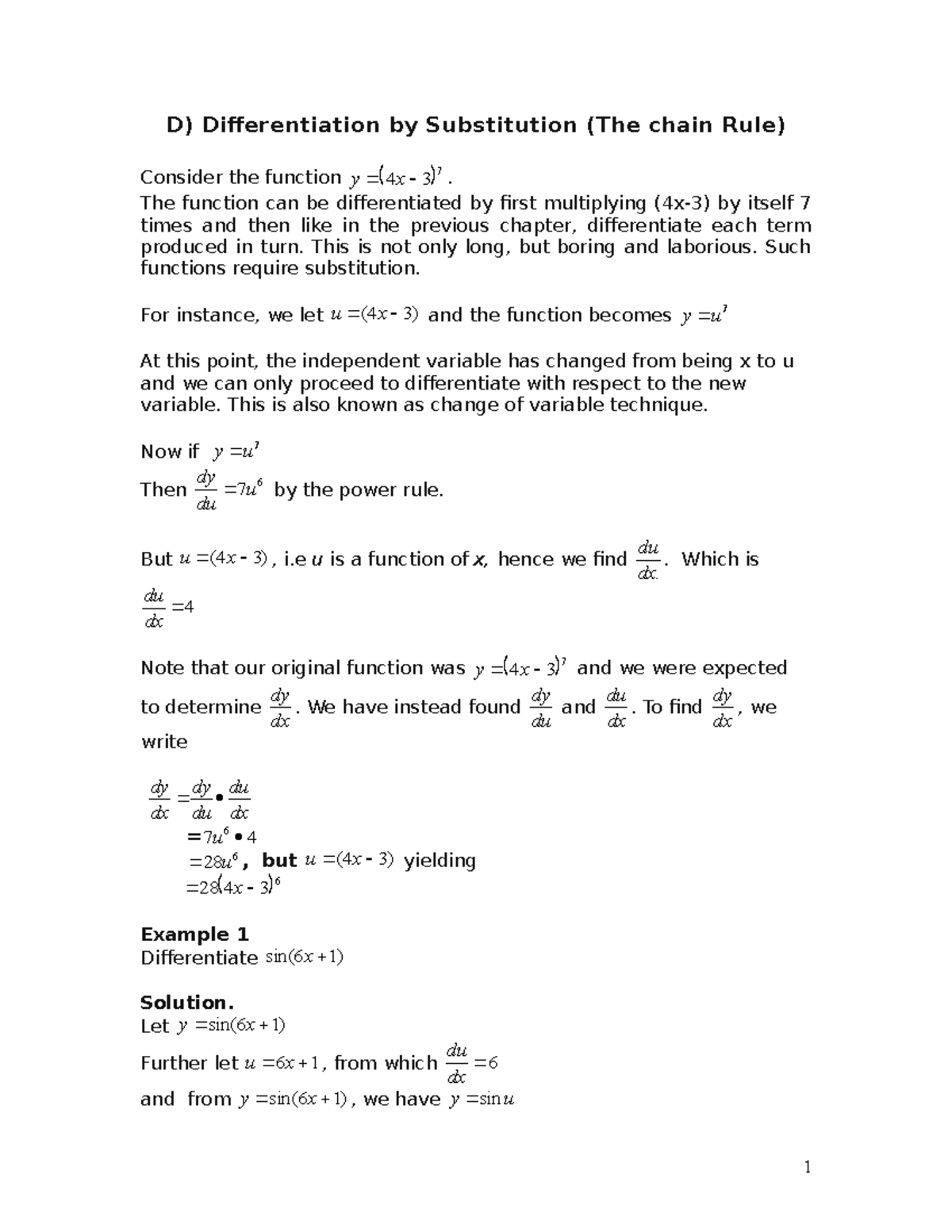 Rules of Differentaion II - D) Differentiation by Substitution (The ...