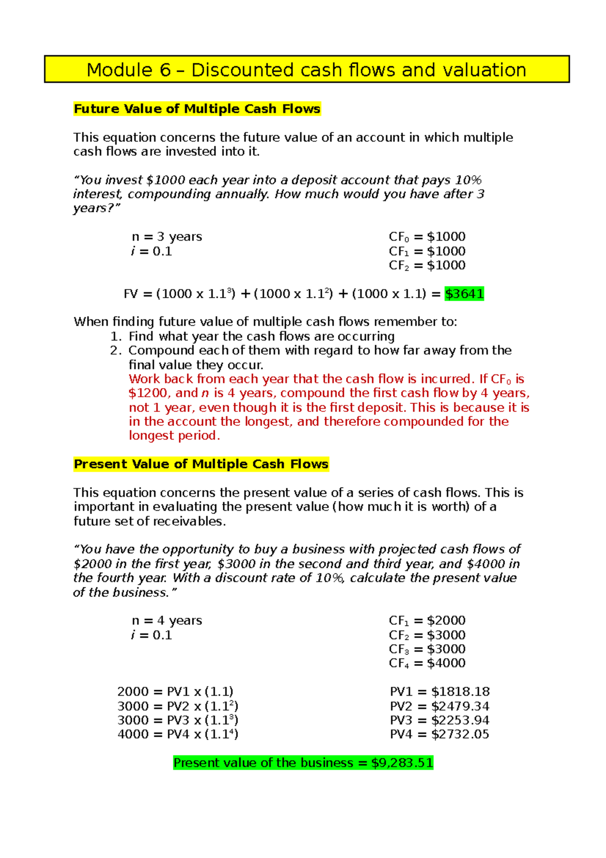 Module 6 - Summary of Finance Essentials as study for Test 1. Includes ...