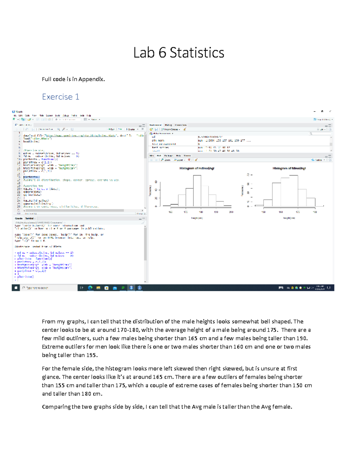 Lab 6 - Lab 6 of statistic assignment comparing normal distribution ...