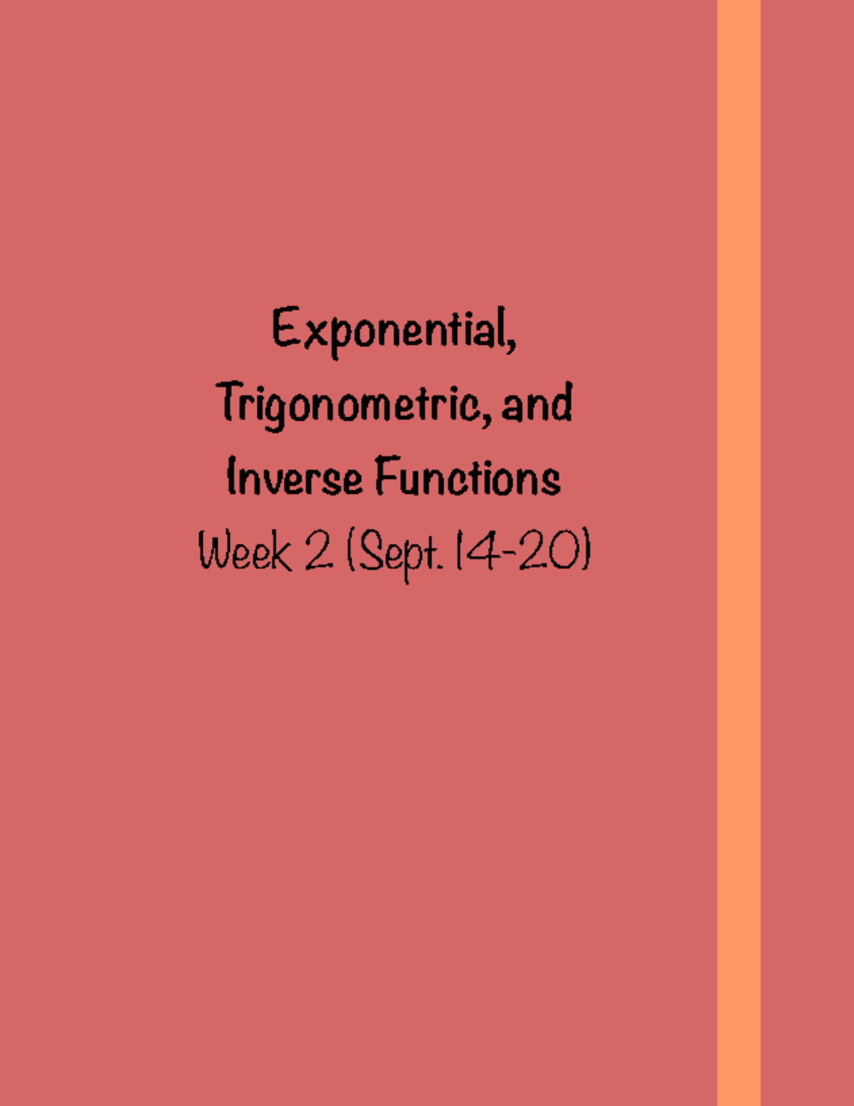 Exponential, Trigonometric, and Inverse Functions - Exponential, Trigonometric, and Inverse ...