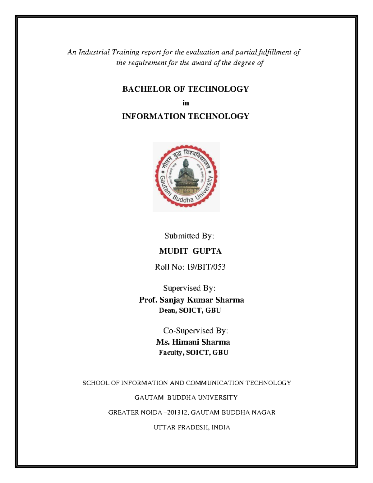 Mudit gupta core java training report - ####### An Industrial Training ...