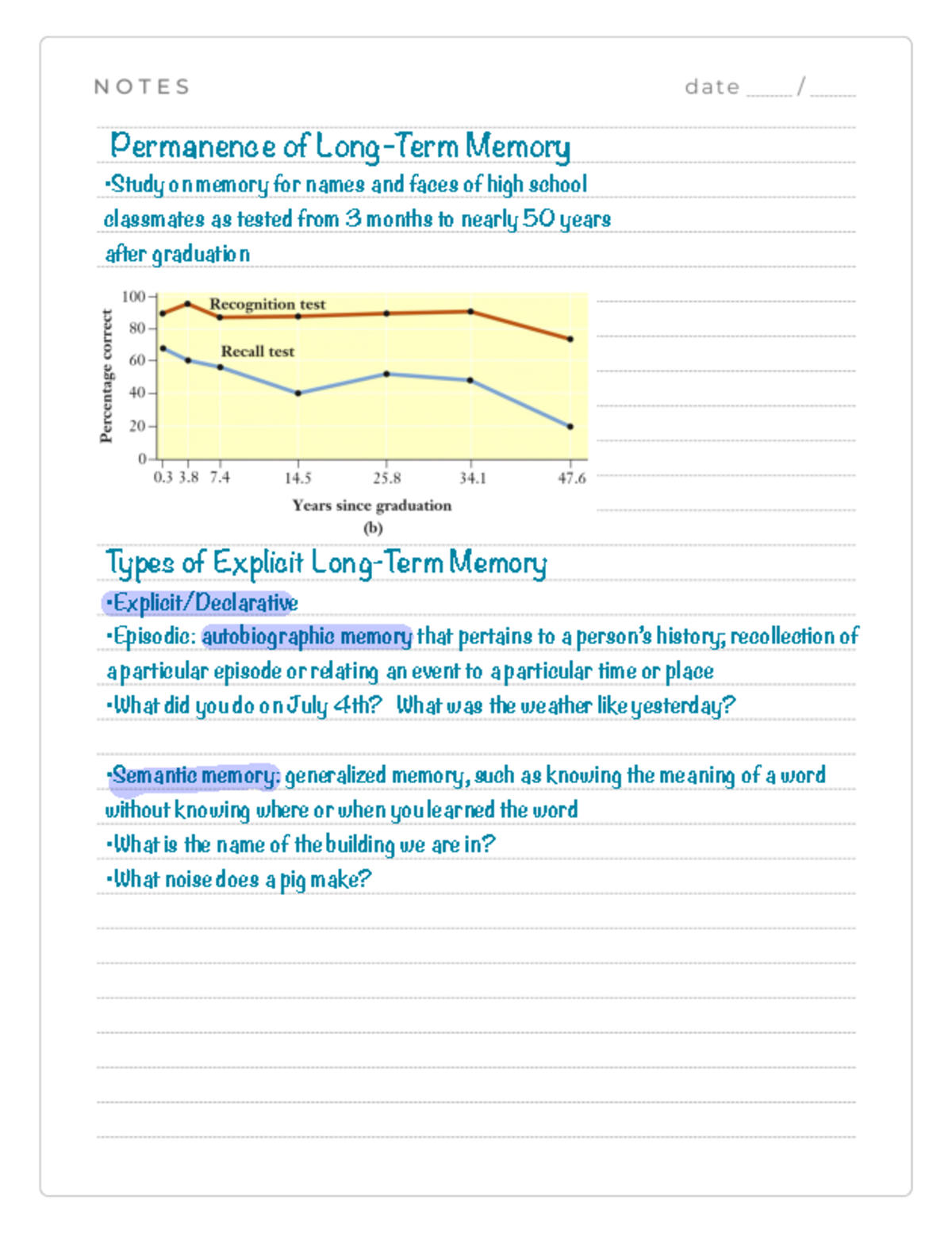 Just two - n/a - Permanence of Long-Term Memory •Study on memory for ...