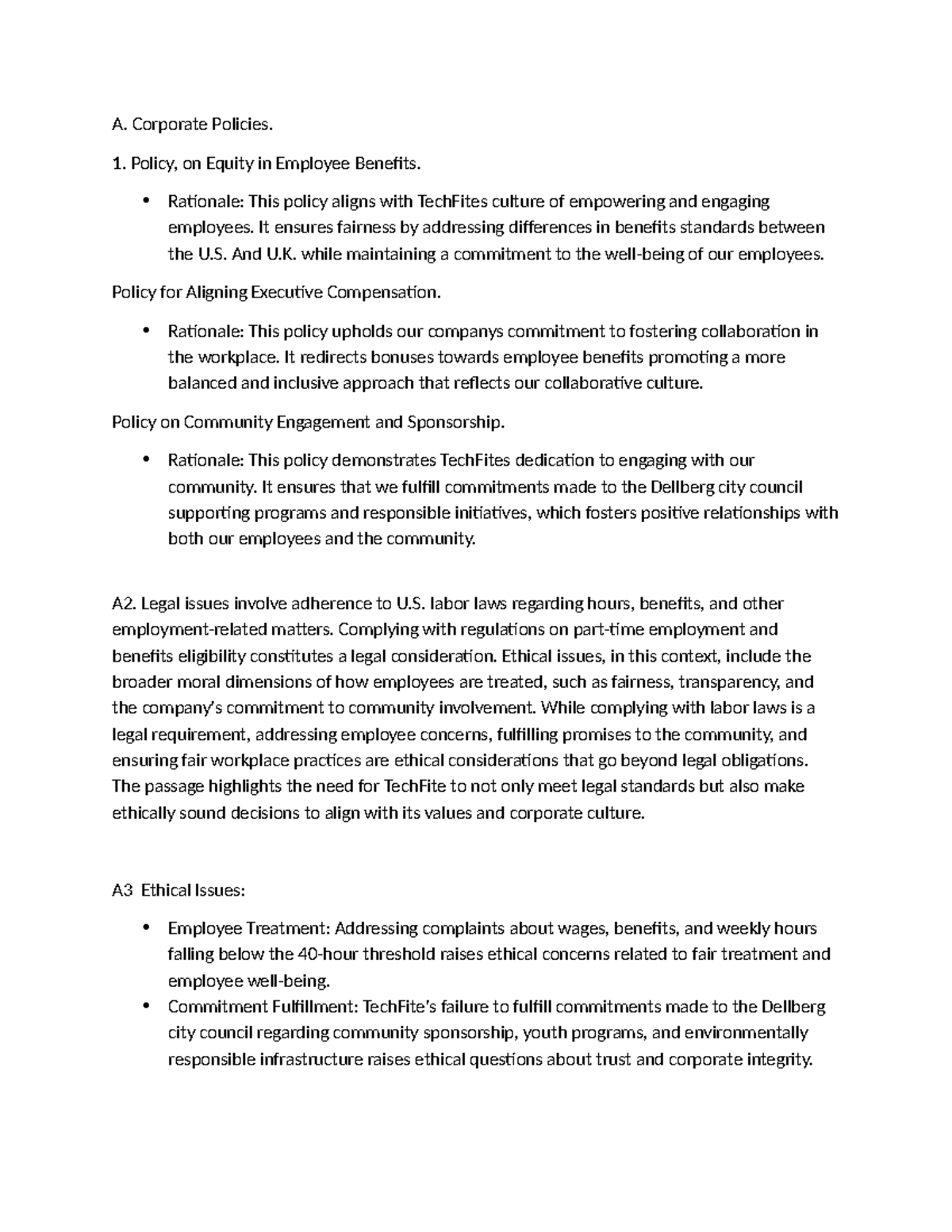 Document (2) copy 3 - Create three corporate policies that reflect the ...