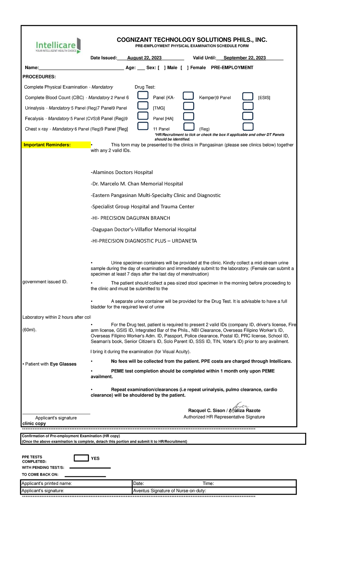 PEME FORM 08 - Read or not - COGNIZANT TECHNOLOGY SOLUTIONS PHILS., INC ...