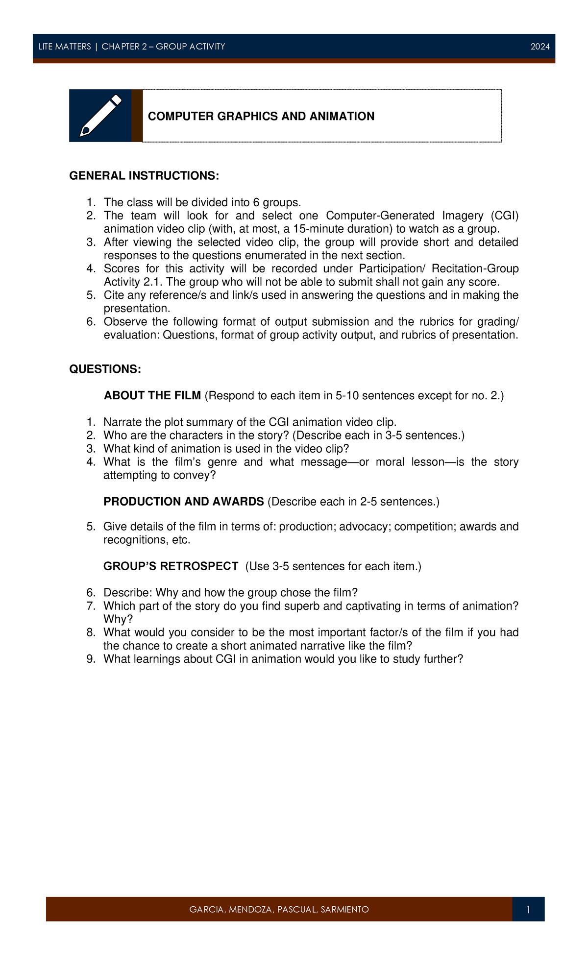 LITE CGA Sarmiento, JAKE - COMPUTER GRAPHICS AND ANIMATION GENERAL ...