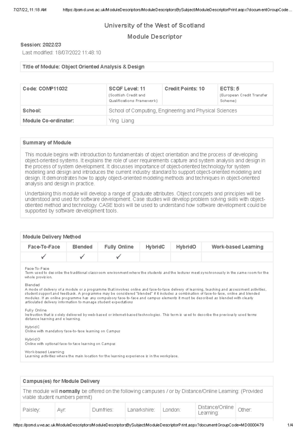 3509c1e5125580 ac0ccb42041 c153beecomp 11032 ooad module descriptor ...