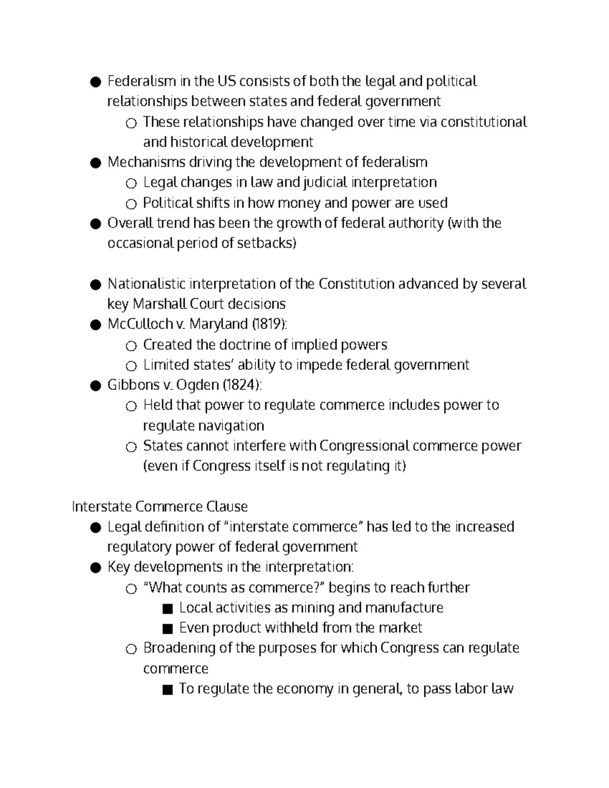 9 15 2021 - notes on federalism - Federalism in the US consists of both ...