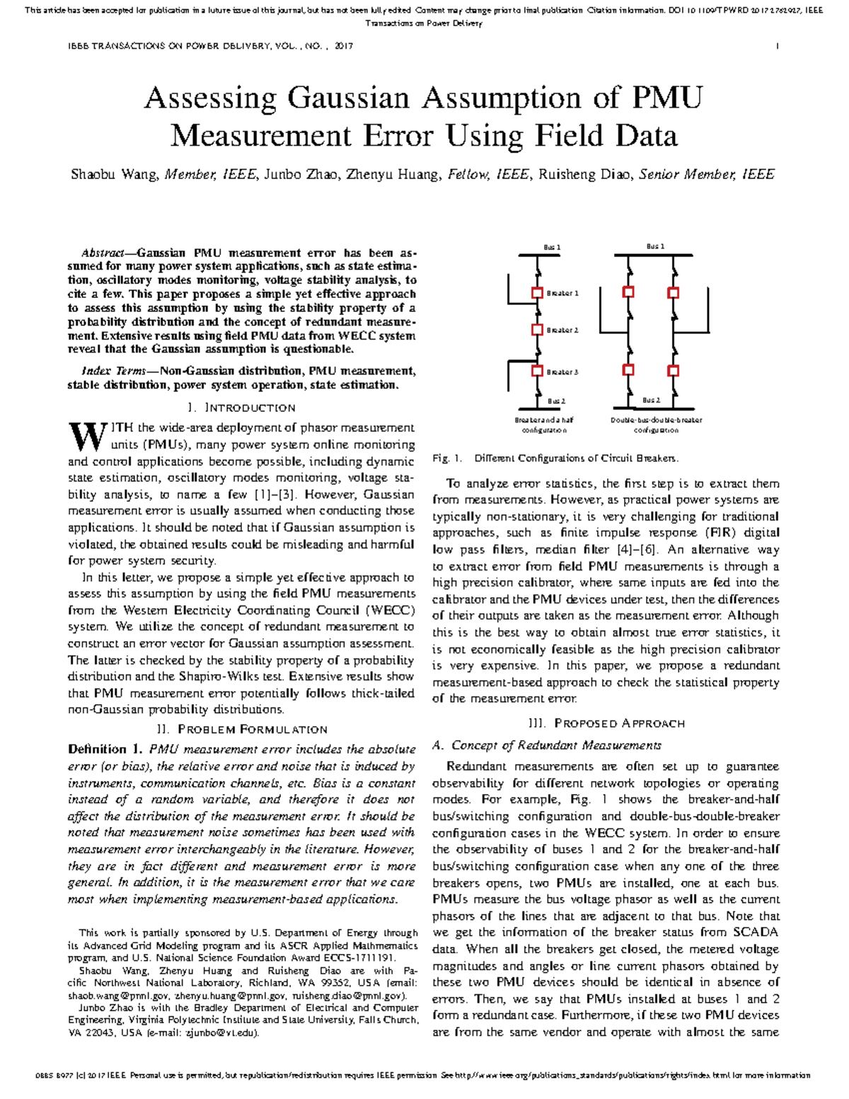 Assessing Gaussian Assumption of PMU Measurements - 0885-8977 (c) 2017 ...