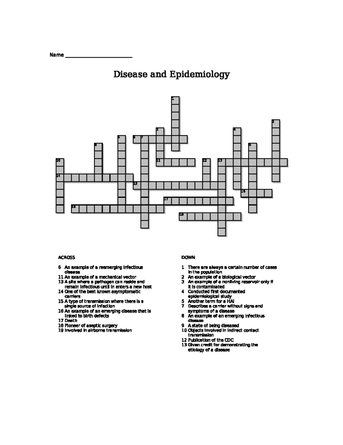Disease and Epidemiology CW - Student - BIOL 2215K - Studocu
