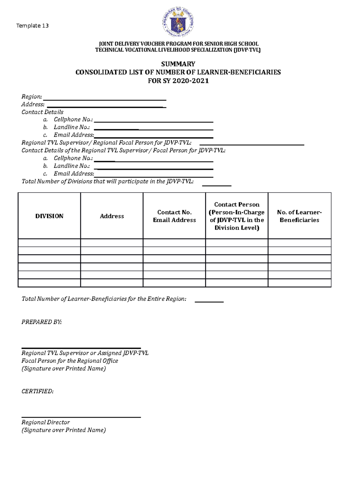 Template-13 - for JDVP Program - Template 13 JOINT DELIVERY VOUCHER ...