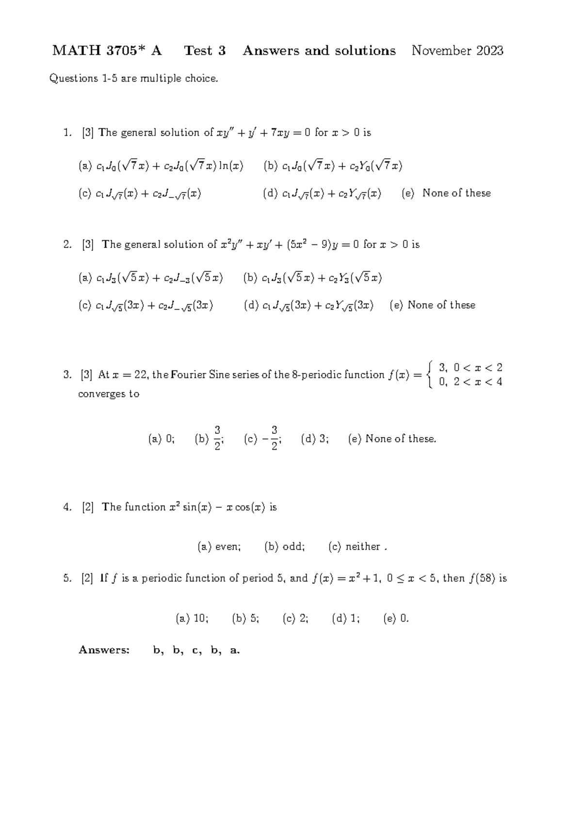 Test3 23 Fall solutions - MATH 3705* A Test 3 Answers and solutions ...