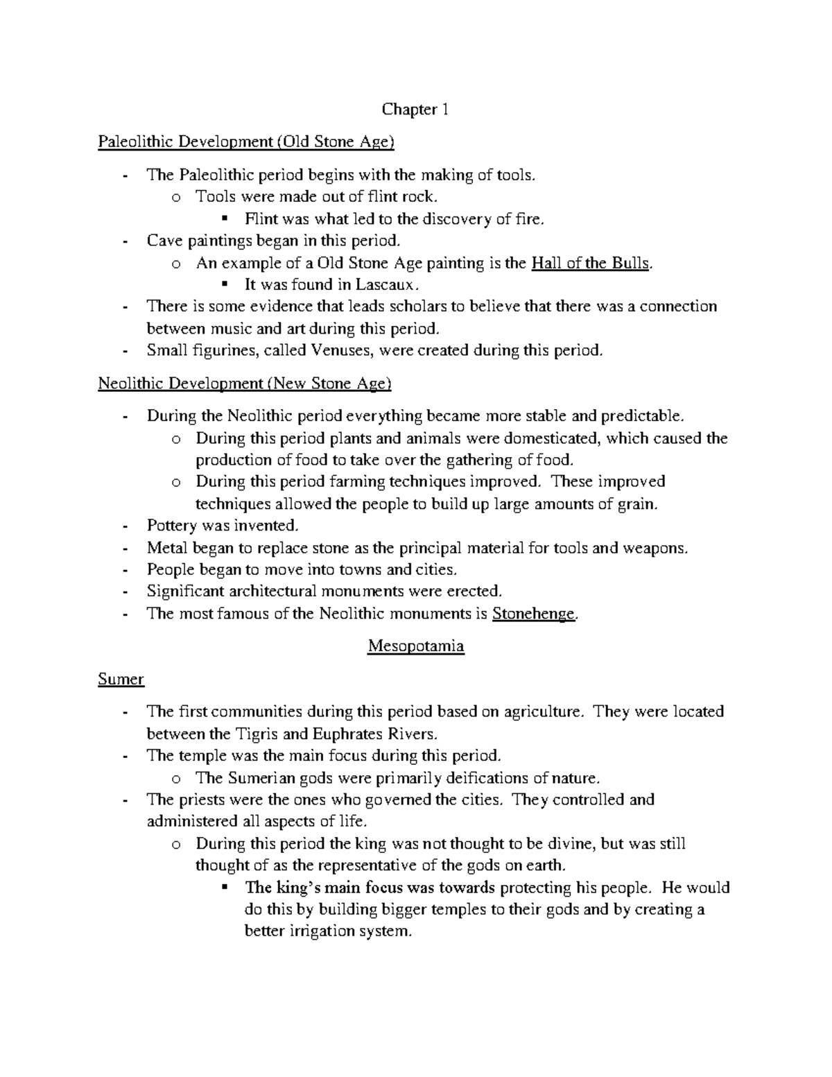 Chapter 1 - Lecture notes 1 - Chapter 1 Paleolithic Development (Old ...