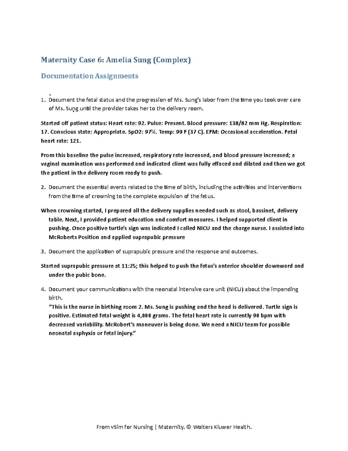 Maternity Case 6 Amelia Sung Documentation - Maternity Case 6: Amelia ...
