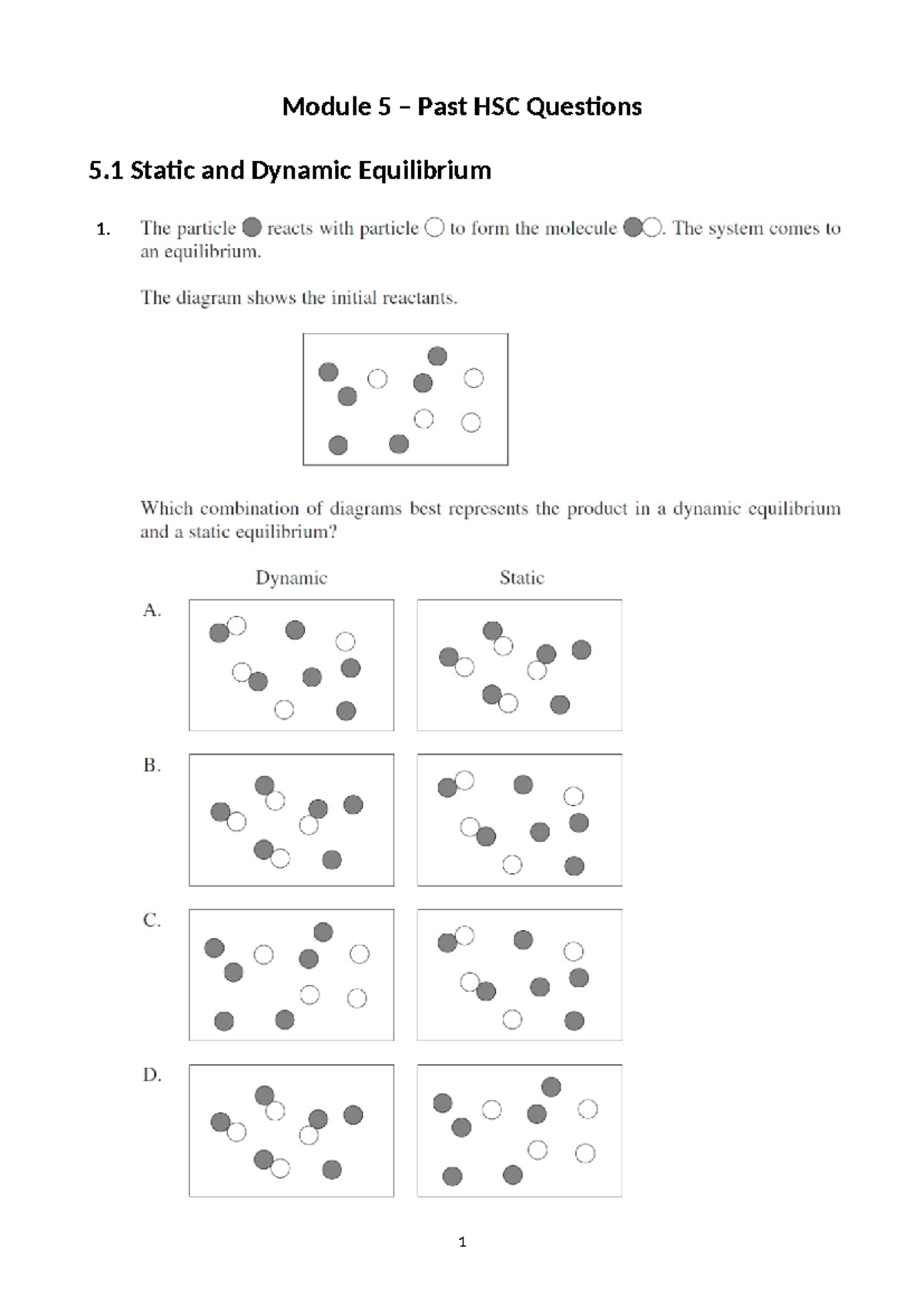 Module 5 - Past HSC questions - Module 5 – Past HSC Questions 5 Static ...