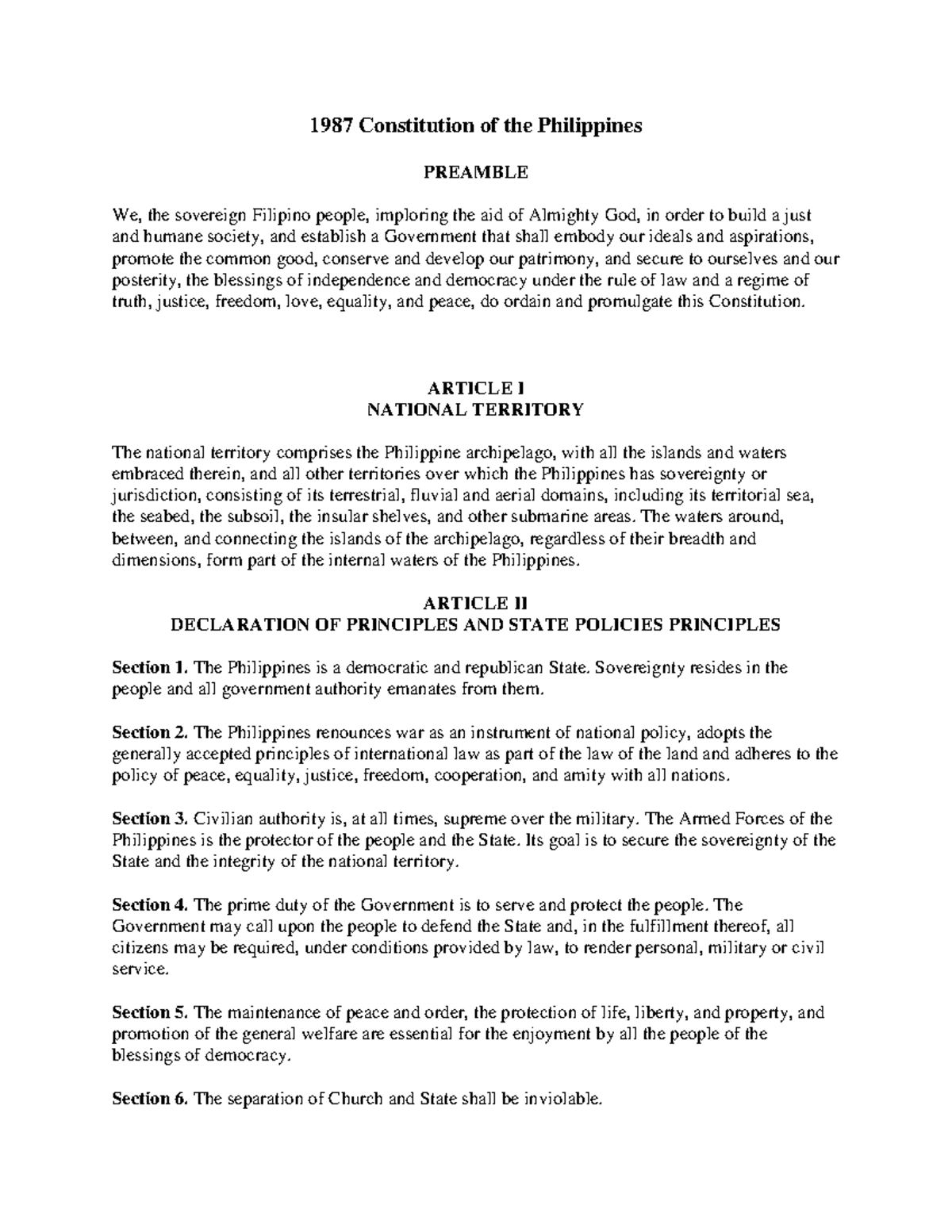 1987 Constituion of the Philippines PDF - 1987 Constitution of the ...