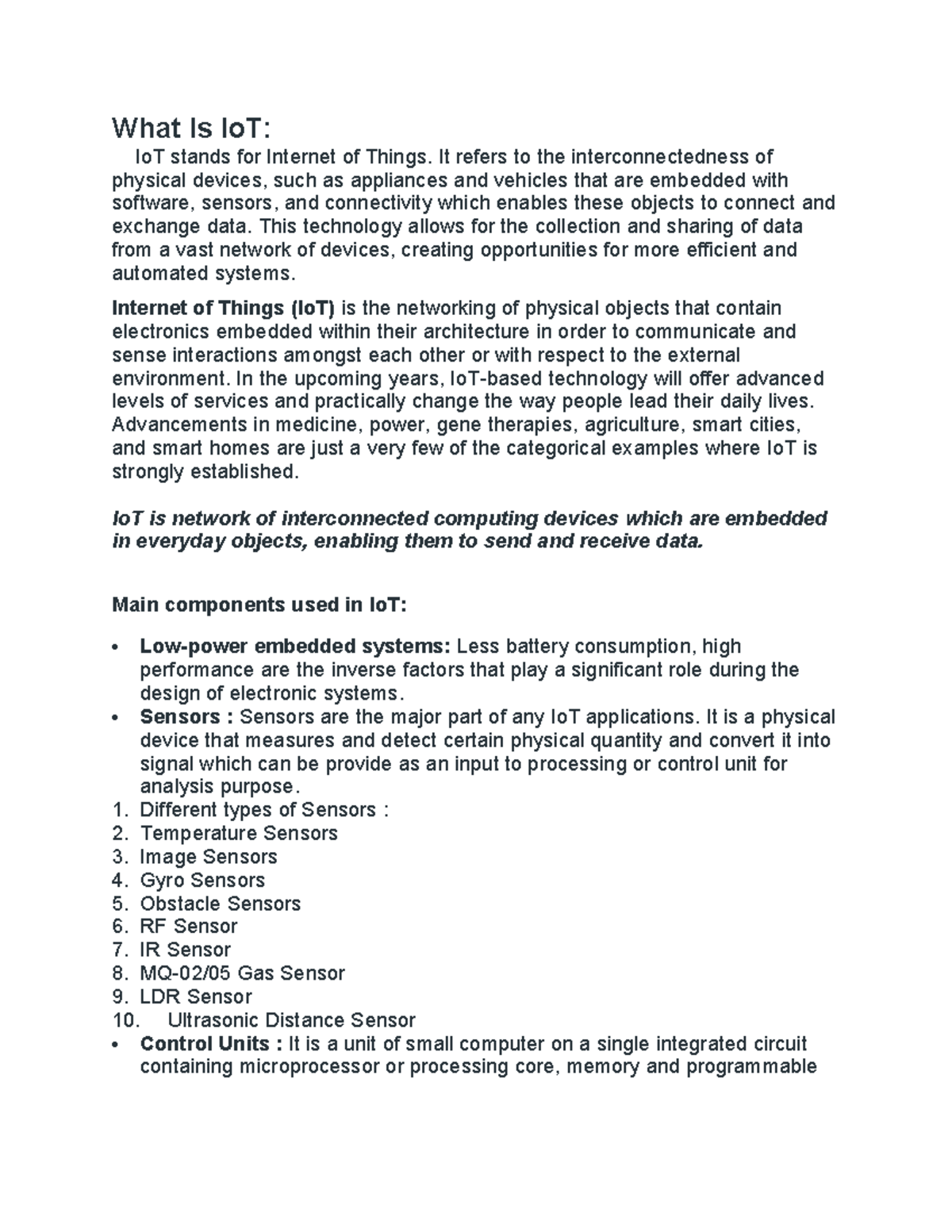 Cse 2040 notes Module 1 - What Is IoT: IoT stands for Internet of ...