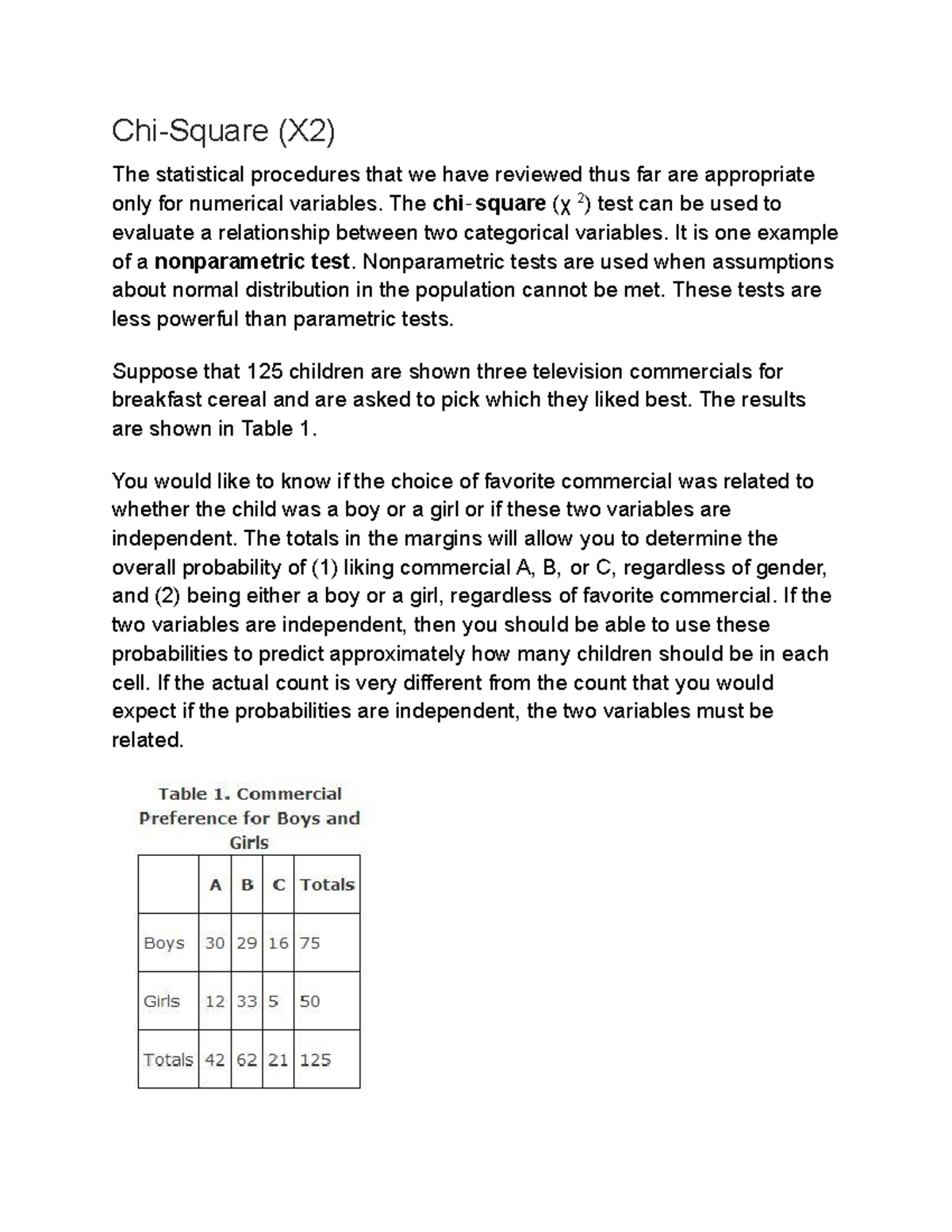 Chi-Square (X2) - Lecture notes 7 - Chi-Square (X2) The statistical ...