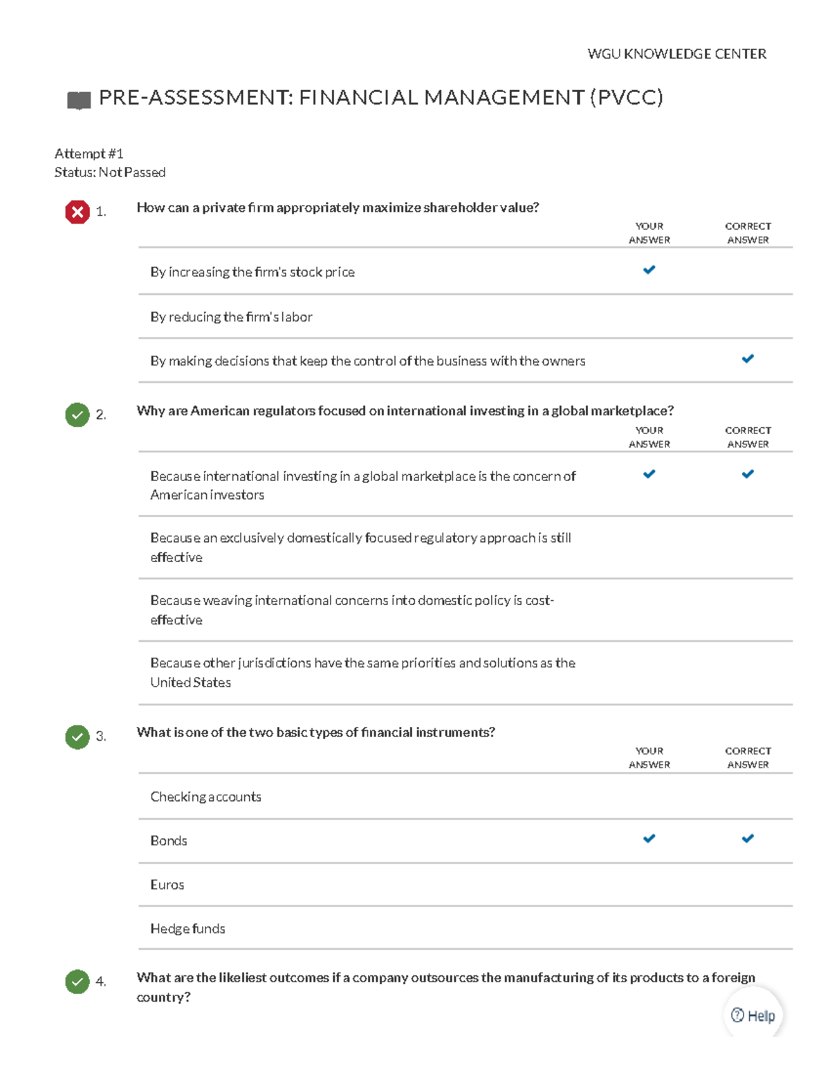 C214 Pre-Assessment - PRE-ASSESSMENT: FINANCIAL MANAGEMENT (PVCC ...