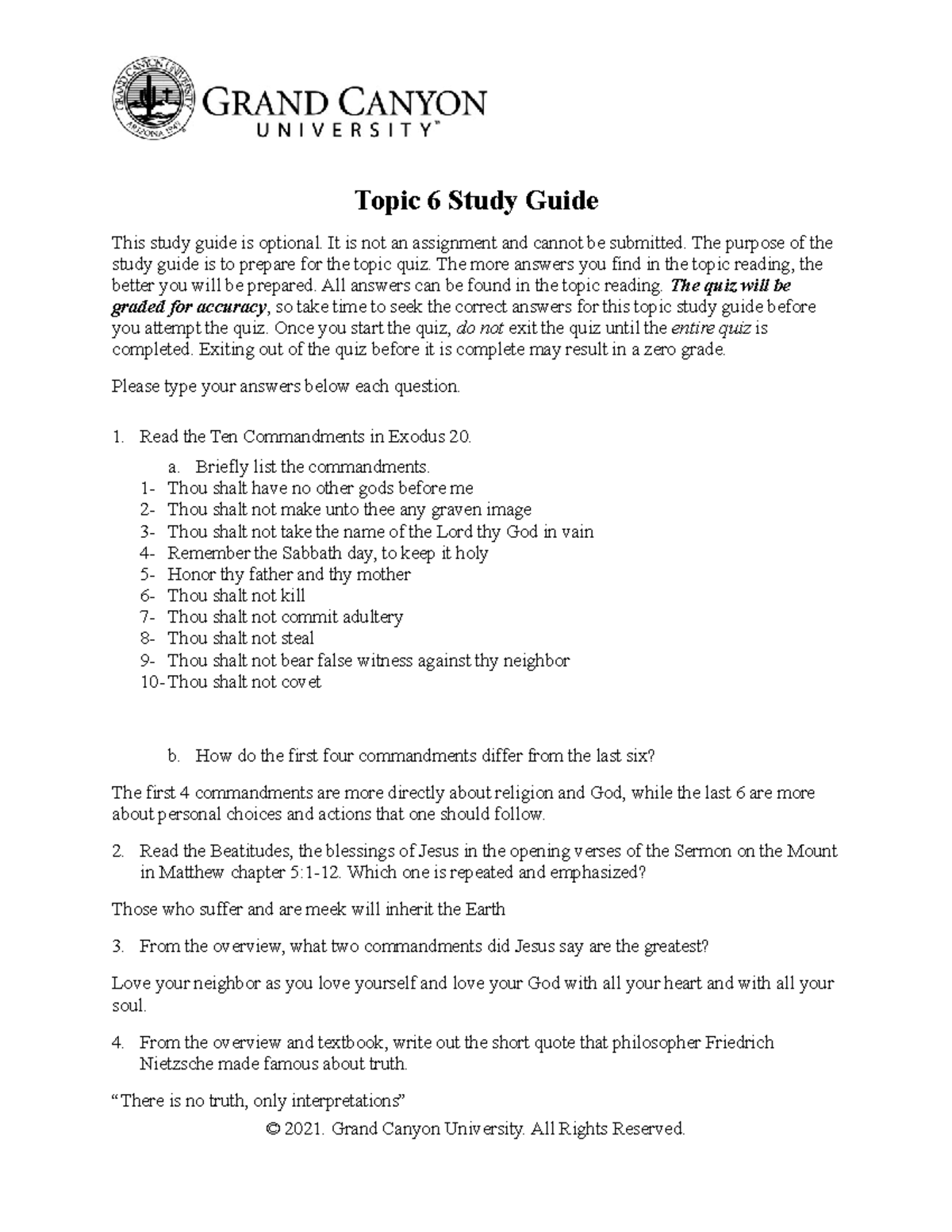 CWV-101-RS-T6Study Guide-Online - Topic 6 Study Guide This study guide ...