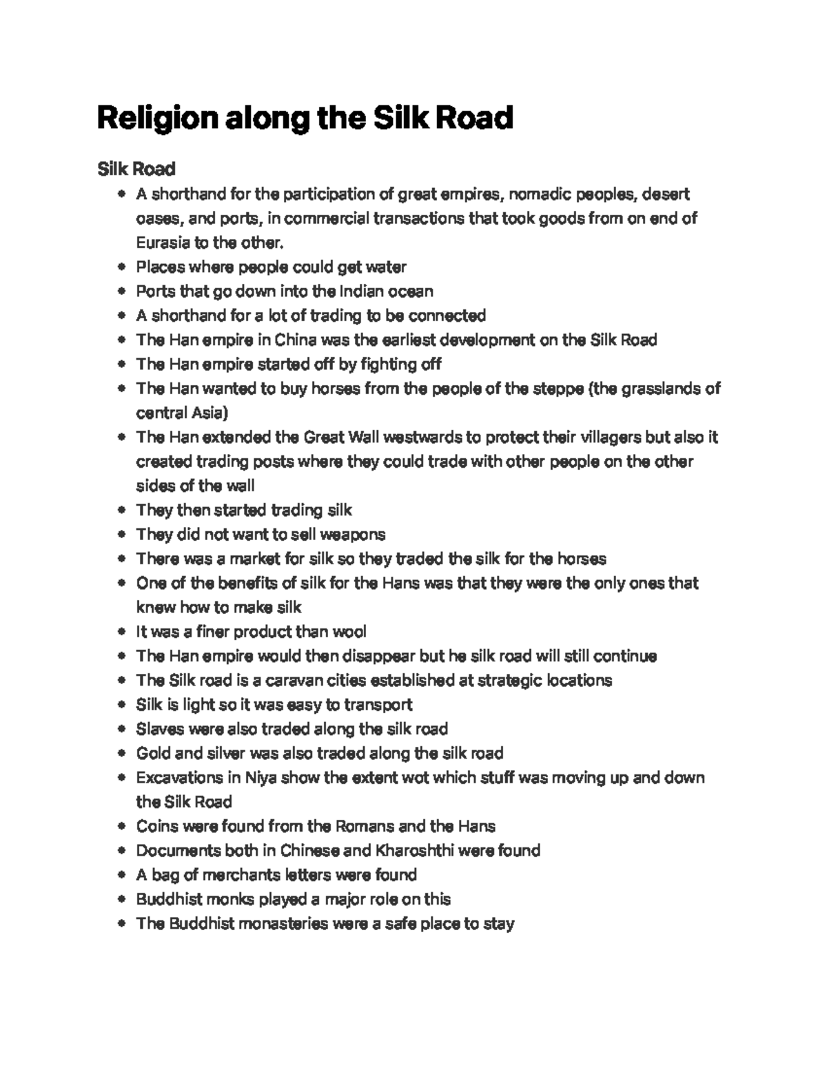 Religion along the Silk Road - Places where people could get water ...