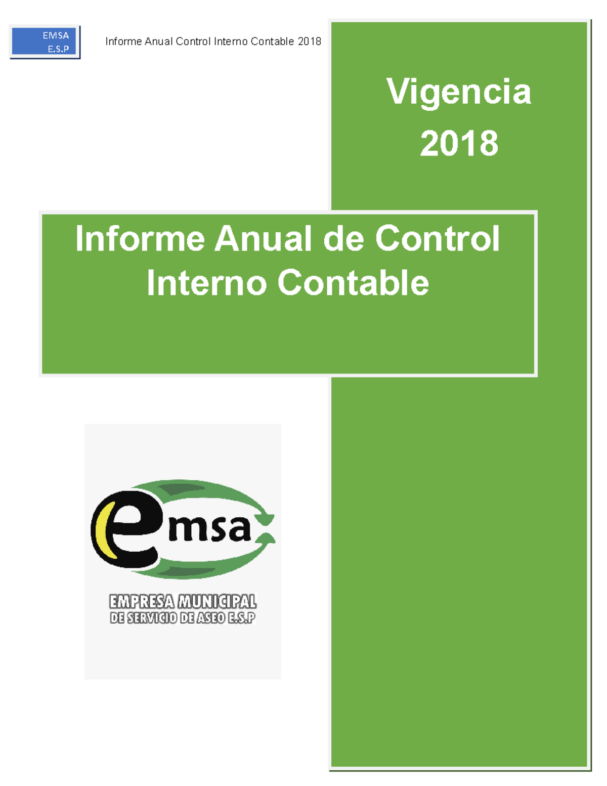 Informe Control Interno Contable EMSA VIG 2018 - EMSA E.S Informe Anual ...
