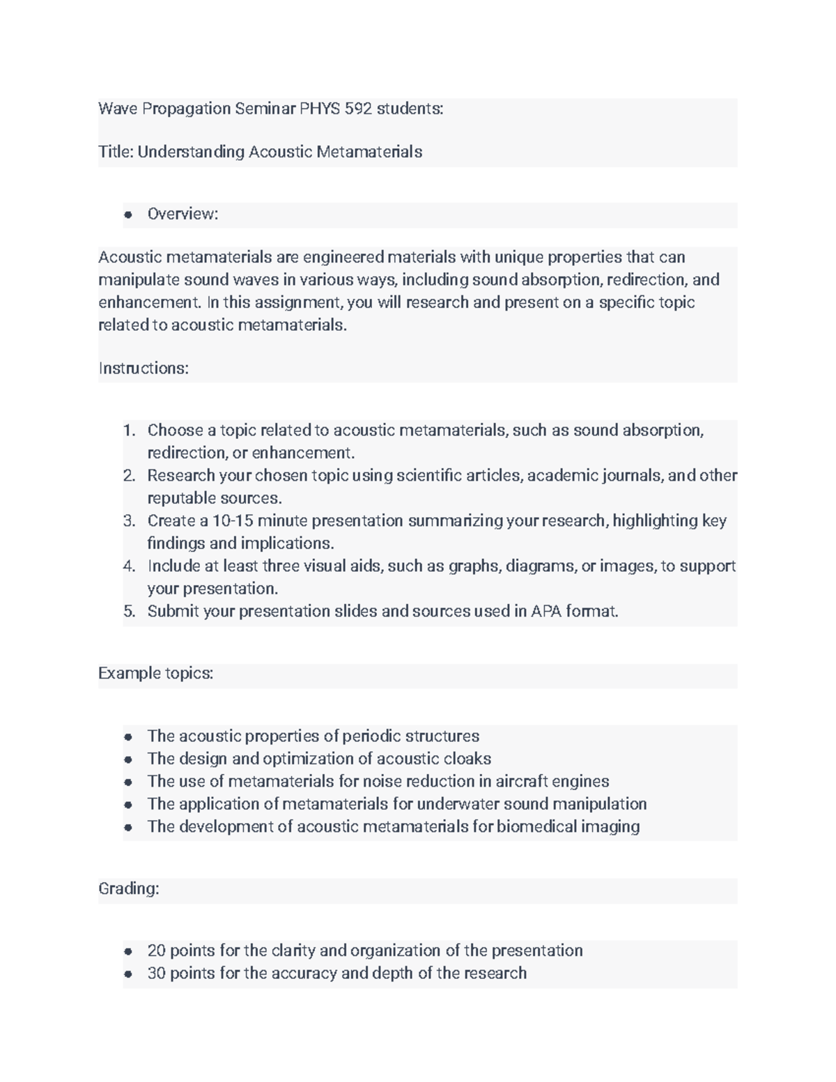 Wave Propagation Seminar PHYS 592 students - Wave Propagation Seminar ...