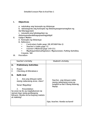 Deped NEW Detailed Lesson PLAN - I. OBJECTIVES A. Content Standard B ...