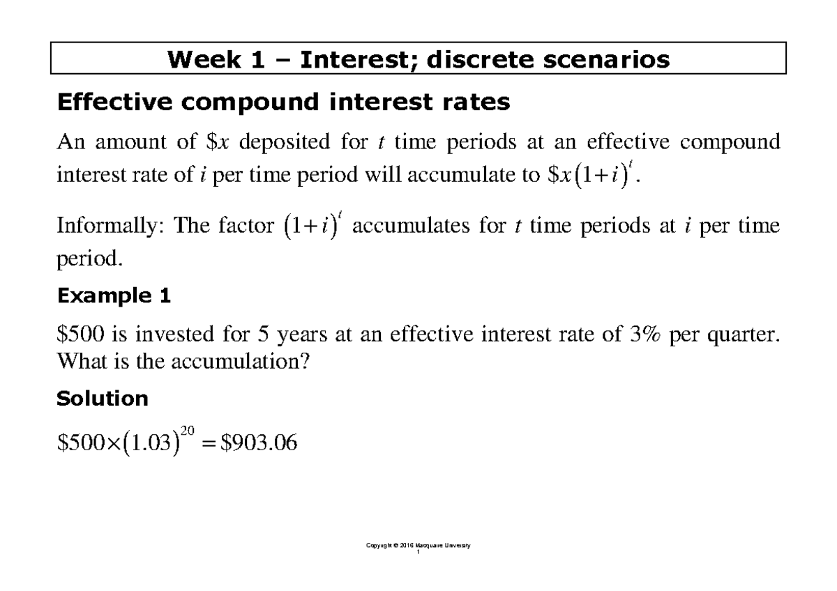 OH01 interest discrete - Week 1 – Interest; discrete scenarios ...