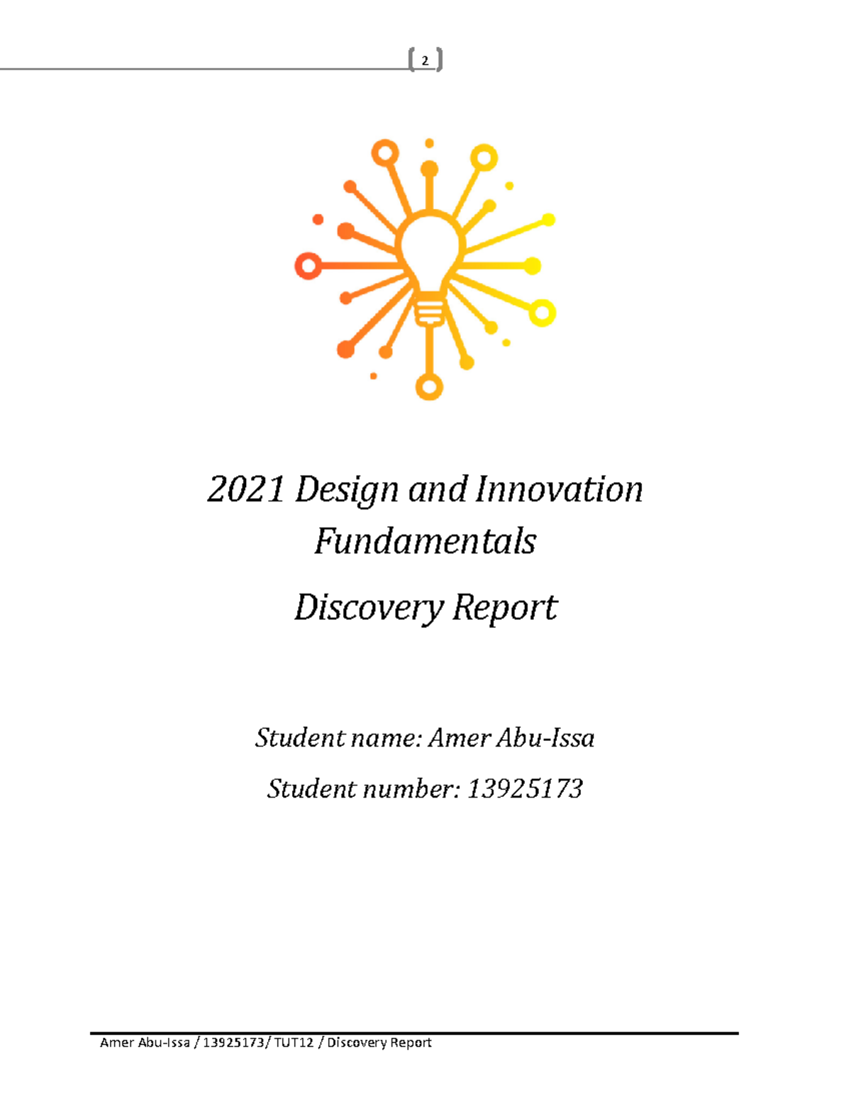 Discovery Report and Design brief with all analysis tables - 2021 ...