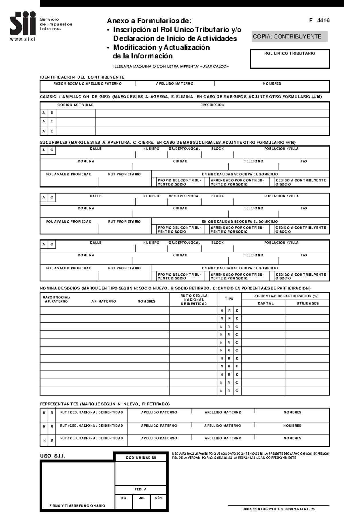RA14 F4416 Anexo inicio de actividad - Servicio F 4416 de Impuestos ...