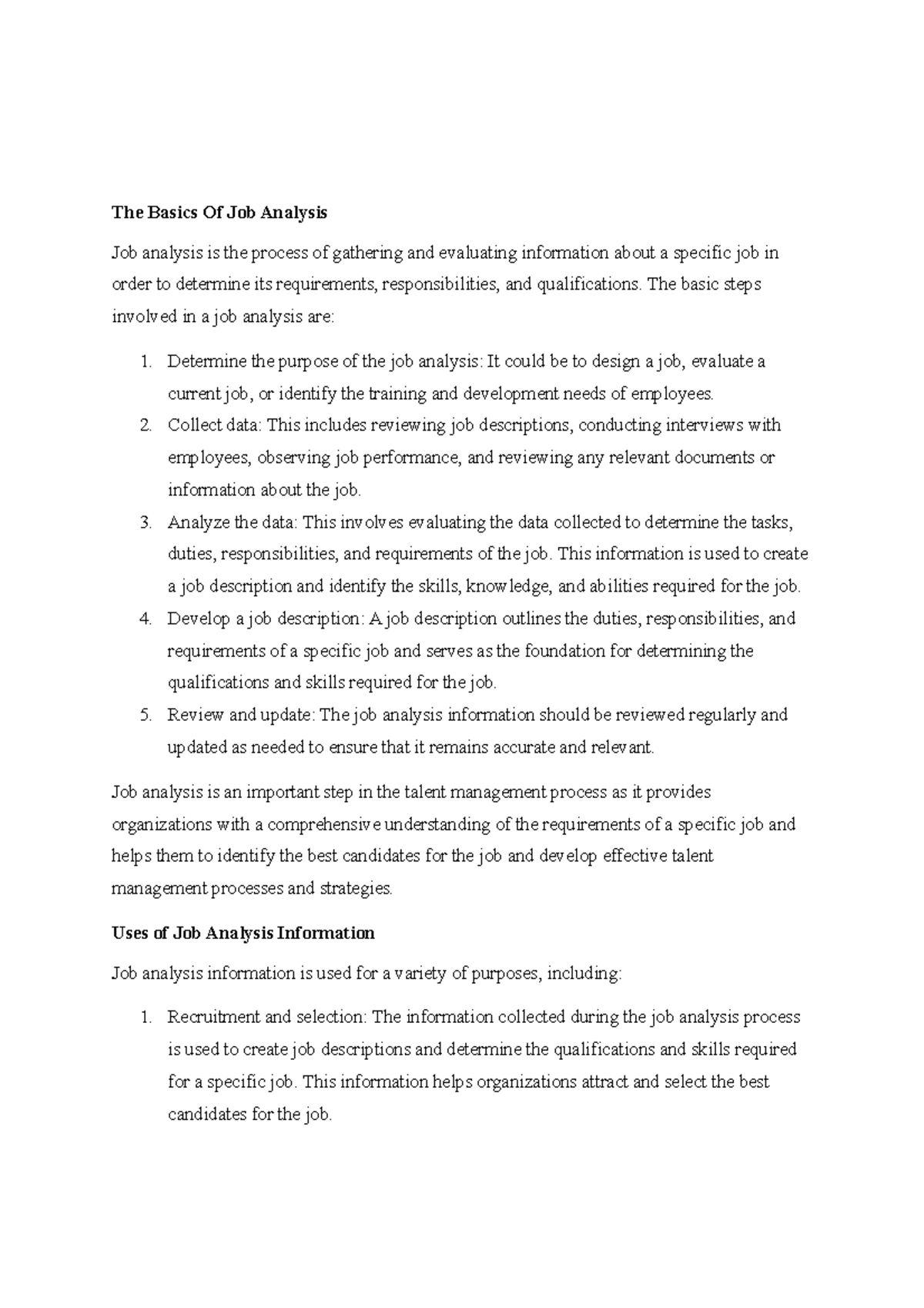 The Basics Of Job Analysis - The basic steps involved in a job analysis ...